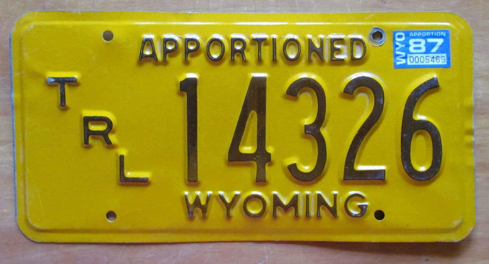 Wyoming 1987 APPORTIONED TRAILER License Plate HIGH QUALITY # 14326 | eBay