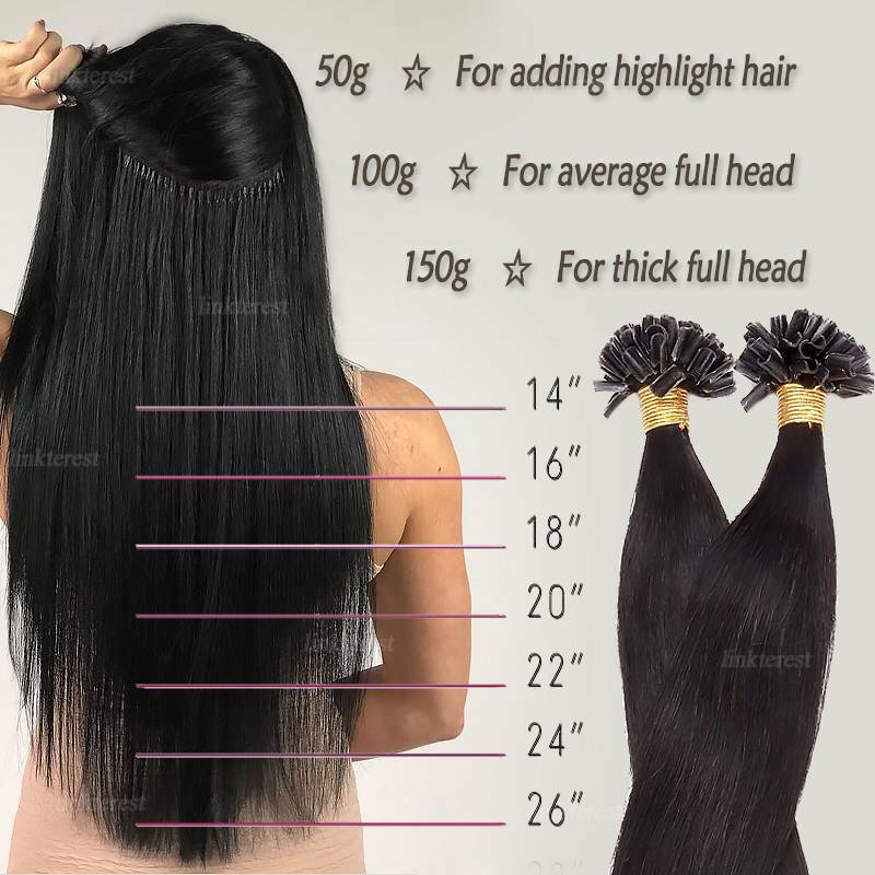 150G Thick Full Head Pre Bonded Keratin Fusion U Nail Tip Human Hair ...