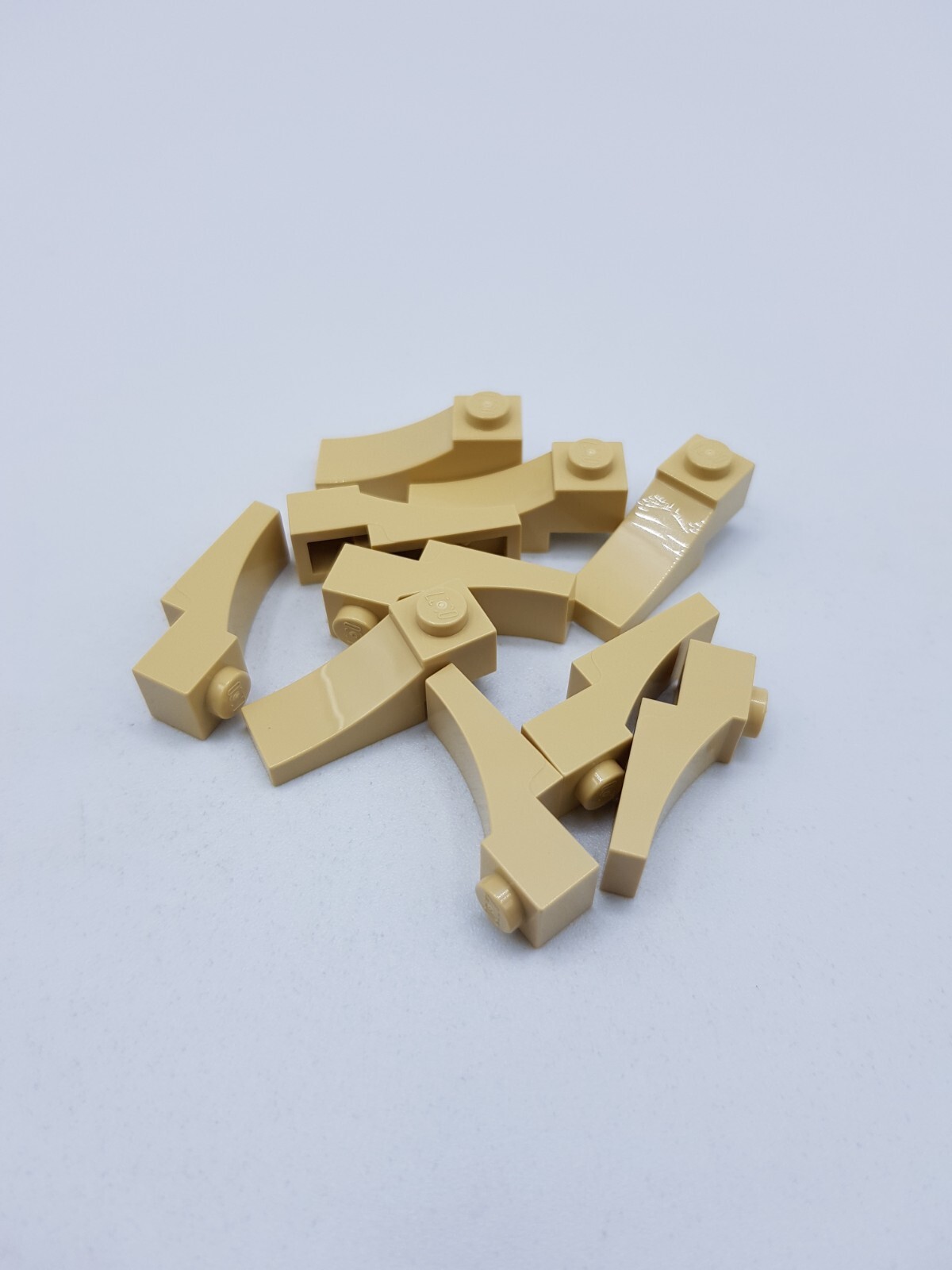 LEGO LOT 10 X BRICK 1X3 OUTSIDE HALF ARCH W CUTOUT TAN REF 70681 / ...