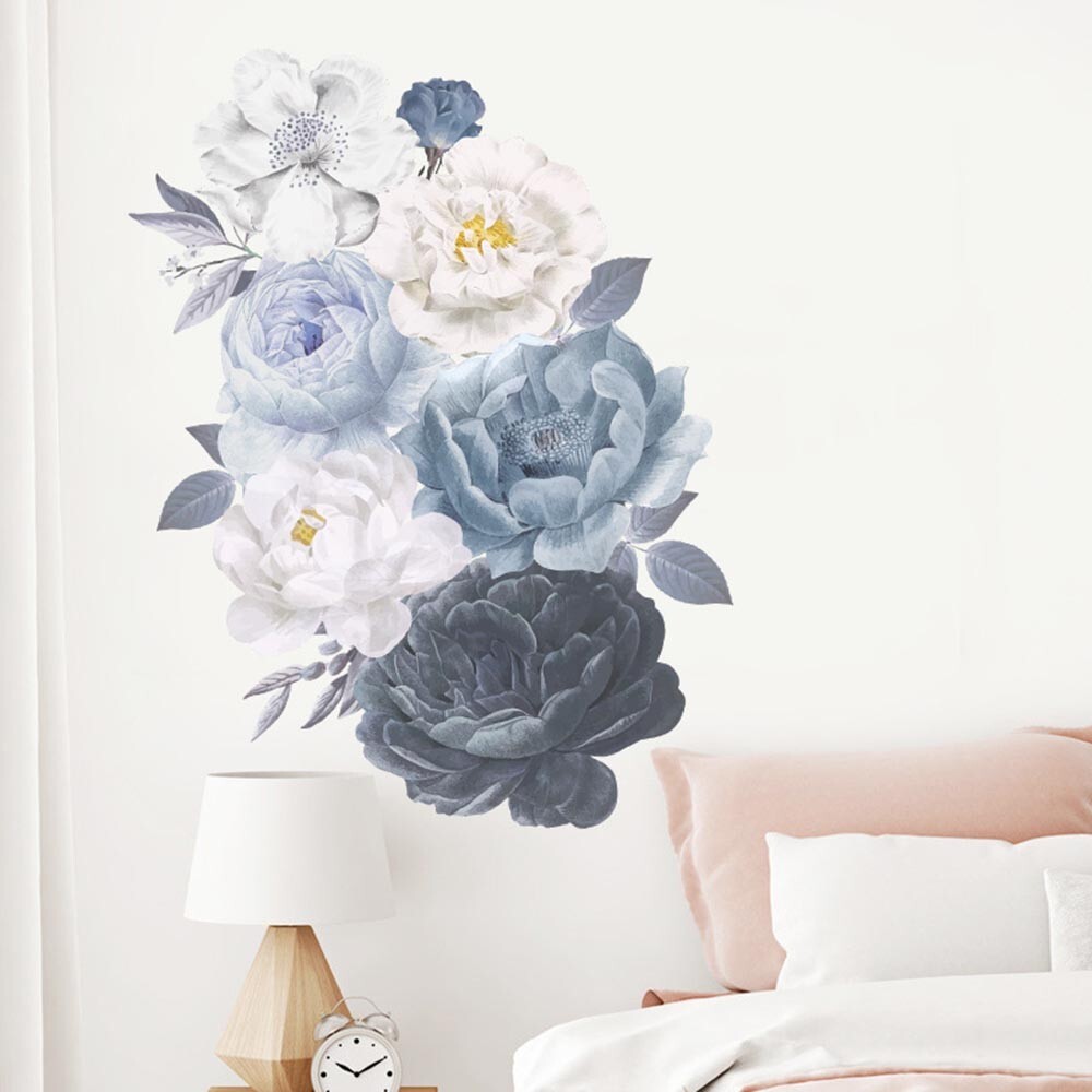 Modern Blue Flower Wall Sticker Home Art Removable Living Room Decal ...