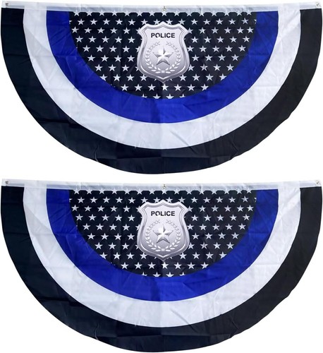 2Pcs Police Theme Fan Flag Bunting 3 x 6 Ft,Officer Banner For Blue | eBay