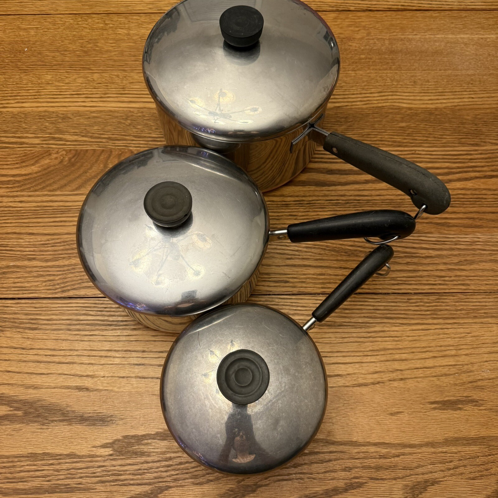 Revere Ware Copper Bottom Sauce Pan 6 Piece Set 1,2,4 Quart With Lids ...