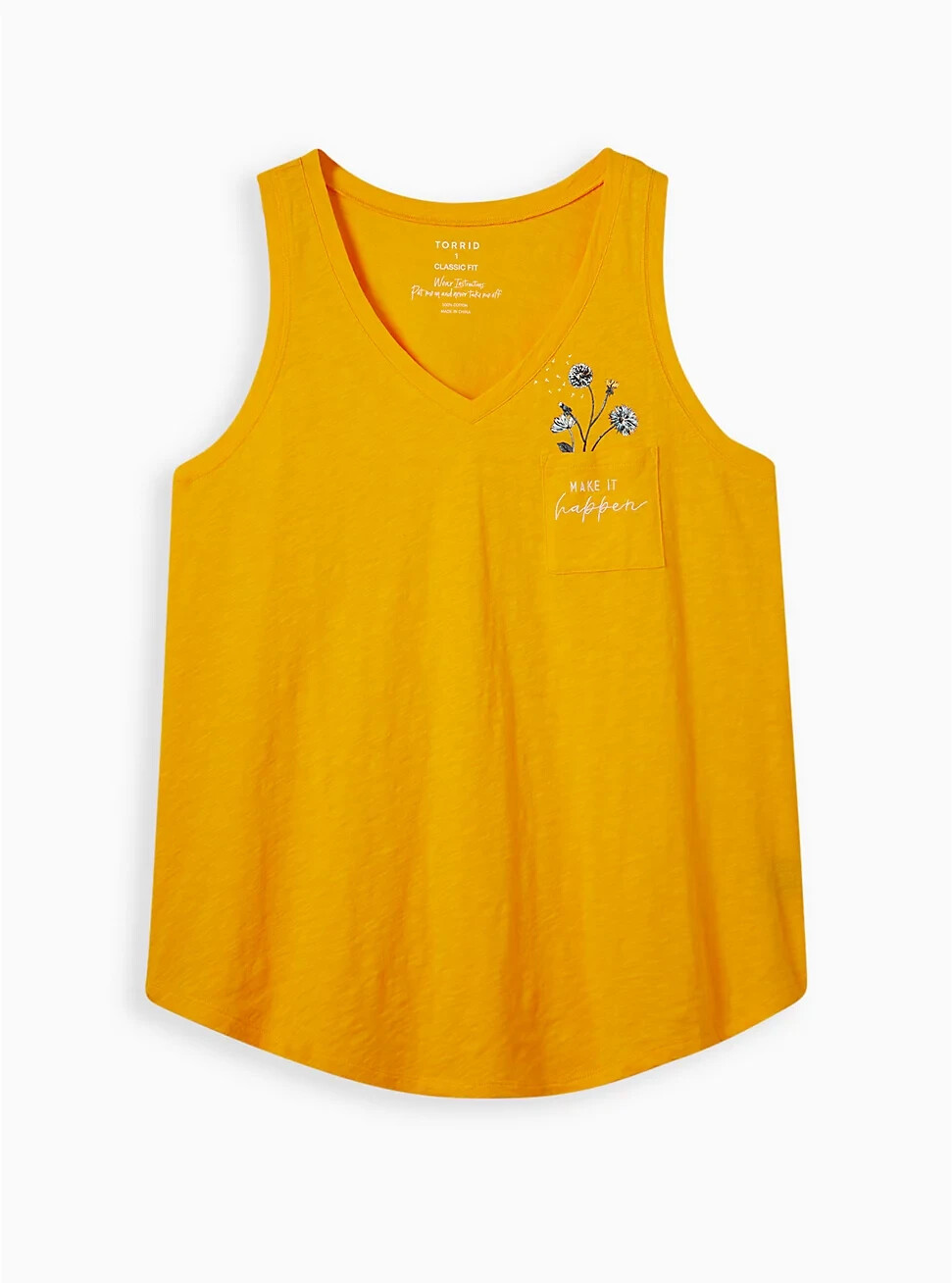 Torrid Heritage Slub V Neck Pocket Tank Make It Happen Yellow 4 4X 26 # ...