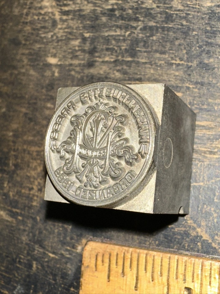 Vintage (Print Block) “ Massachusetts Press Organized 1869” Early Lead ...