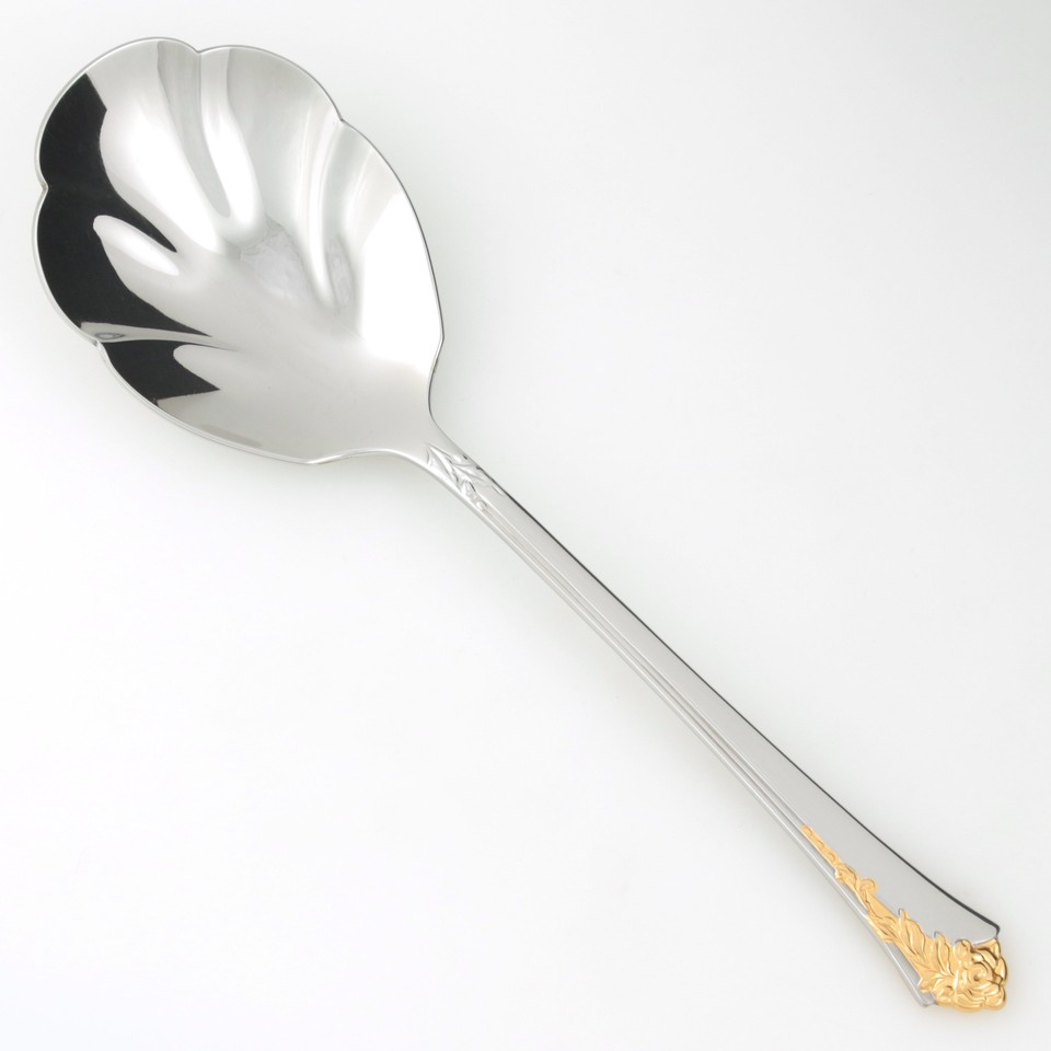 Oneida GOLDEN DAMASK ROSE Stainless Heirloom Cube Gold Accent Flatware ...