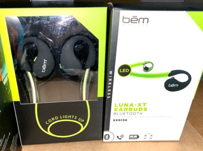 BEM EXO130 Bluetooth Active Earbuds LED Lightup Neckband Green Black ️️ ...