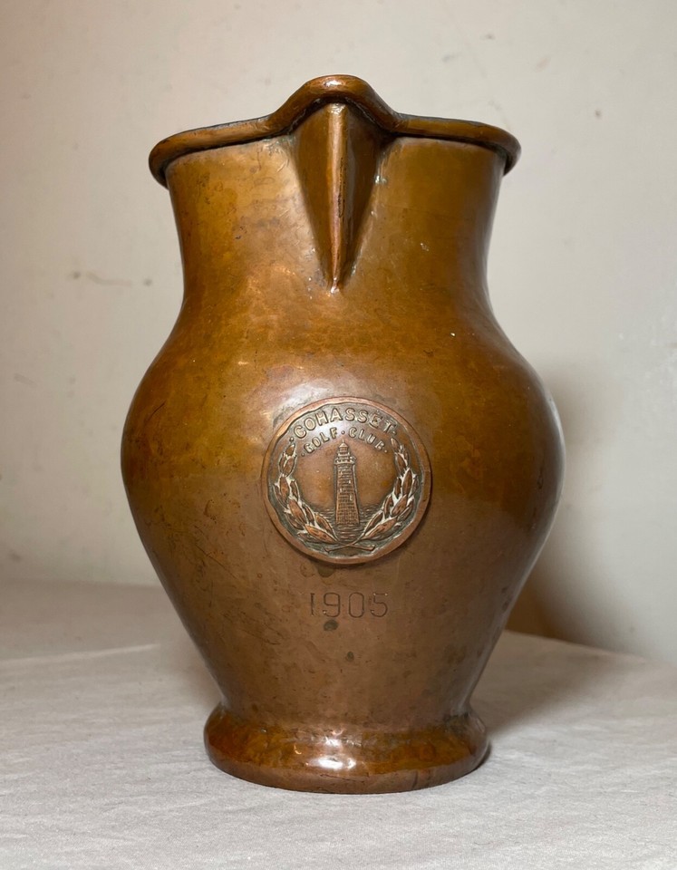 rare vintage 1905 Cohasset Golf Club exhibit heavy copper trophy ...