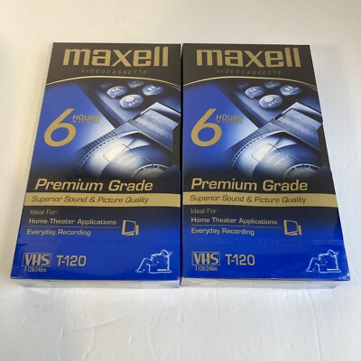 Maxwell Premium Grade 2 Blank VHS T-120 6 Hour VCR Video Tapes NEW ...