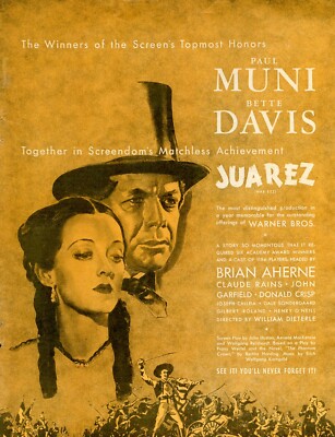 Juarez VINTAGE 1939 Movie Ad/Poster Paul Muni, Bette Davis | eBay