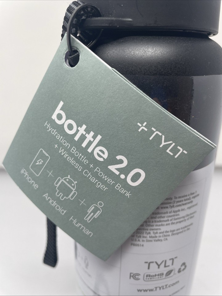 New TYLT 24oz Power Bottle 2.0 with Wireless Charging Power Bank ...
