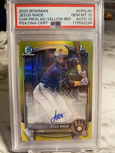 2025 Bowman 1st Autograph Jesus Made #CPA-JM Yellow Refractor /75 Auto ...