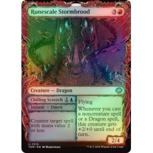 Foil Runescale Stormbrood (showcase) X4 M/NM Magic MTG Tarkir ...