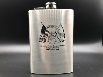 Laser Engraved 8 oz Stainless Steel Hip Flask Marine Corps Birthday ...