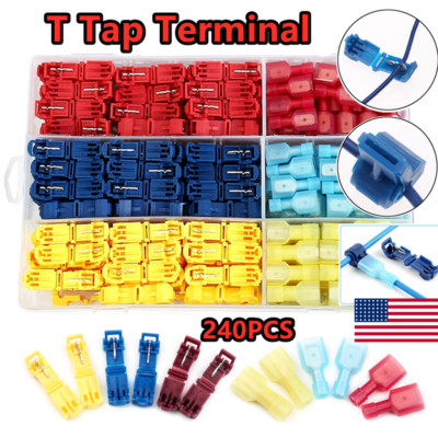 240Pcs Insulated 22-10 AWG T-Taps Quick Splice Wire Terminals ...