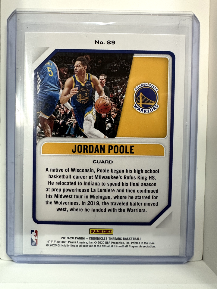 2019-20 Panini Chronicles Threads Basketball Jordan Poole Rookie RC ...