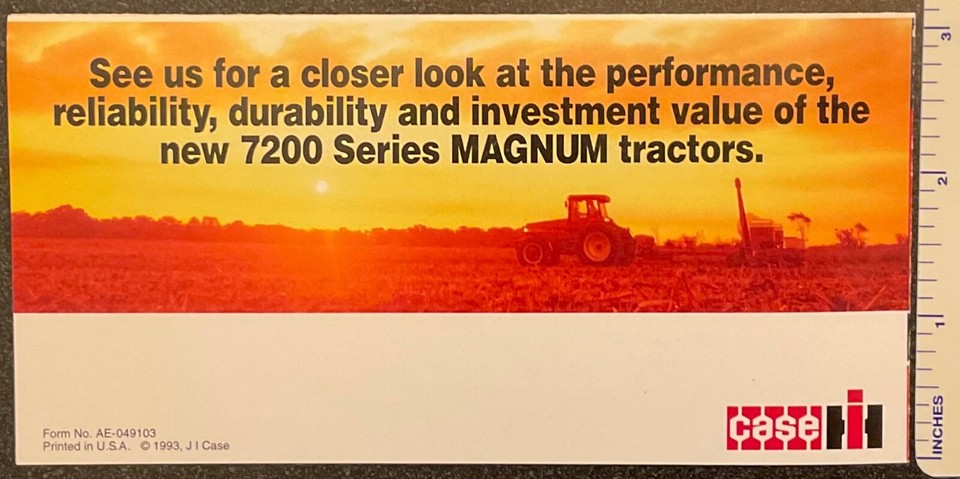 CASE-IH 7200 Magnum Brochure Literature Fold-out Form AE-049103. 1993 ...