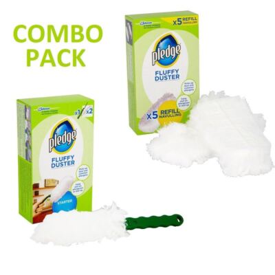 Pledge Fluffy Dusters Starter Kit Refills Dry Dusting Cleaning Cloth ...
