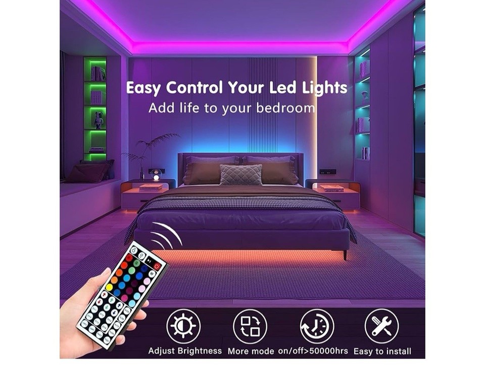 100Ft LED Strip Lights, Smart Light with App Remote Control, RGB LED ...