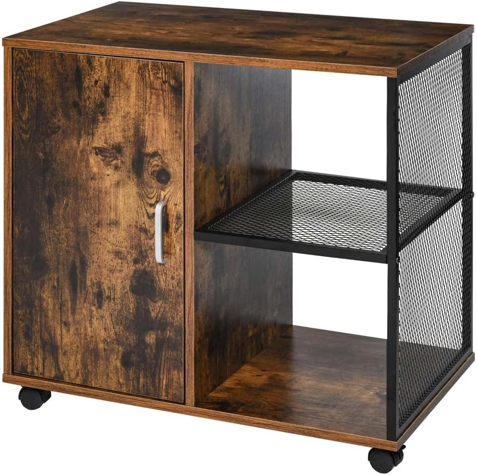 Mobile Mobiletto Porta Stampante Scrivania in Legno MDF E Metallo Con 3 ...