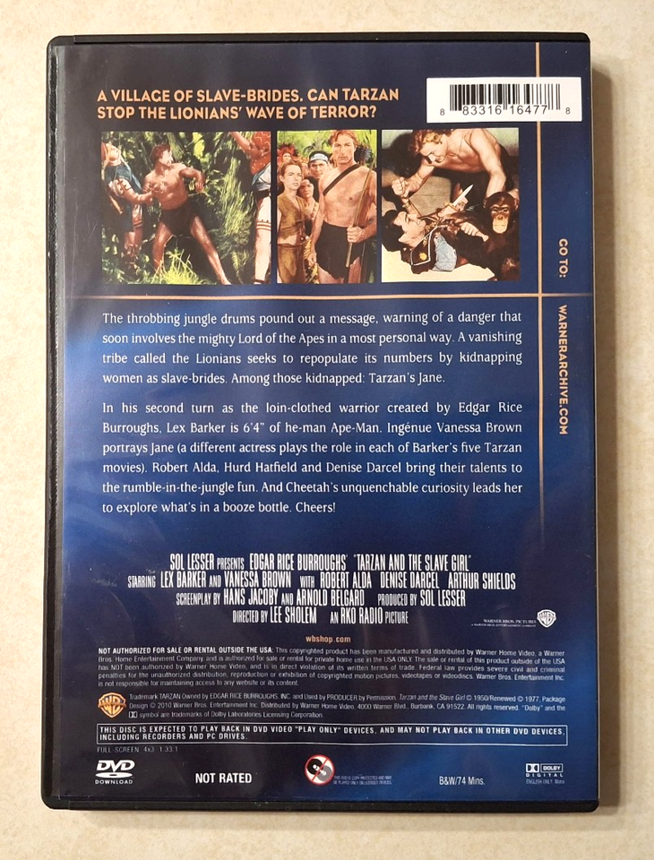 Tarzan and the Slave Girl DVD 1950 Warner Archive Collection Lex Barker ...