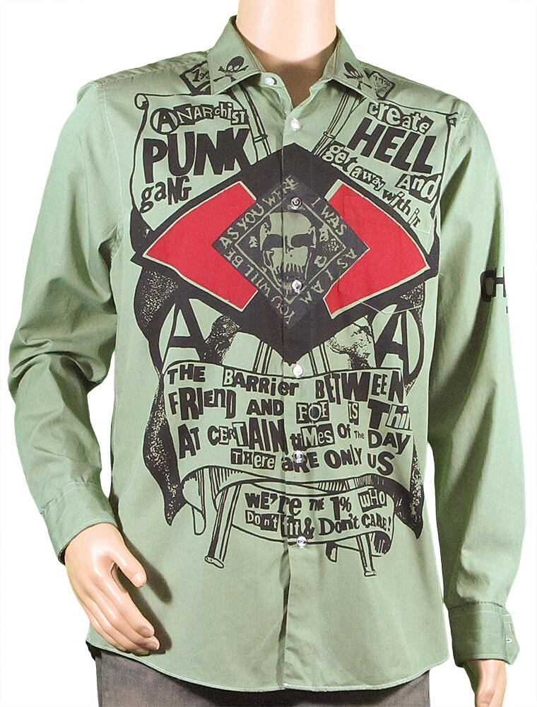 punk seditionaries Anarchist Punk Gang skull olive shirt by Sexy ...