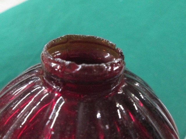 Glass Ruby Red Lightning Rod Ball Embossed Bubble Pattern Old Barn Farm ...