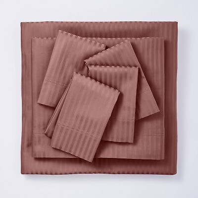 Threshold Signature Damask Full Size Sheet Set 400 Thread Count White ...