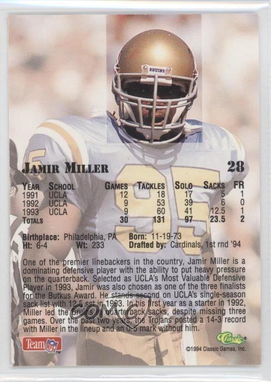 1994 Classic NFL Draft - Gold #28 Jamir Miller (RC) for sale online | eBay