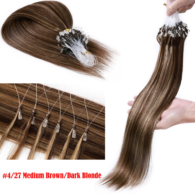 Micro Ring Loop Hair Extensions Micro Beads 100% Real Human Hair Link ...
