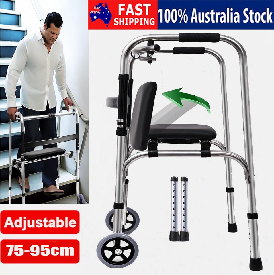 Folding Standard Walker Walking Aid Frame Height Adjustable Lightweight ...