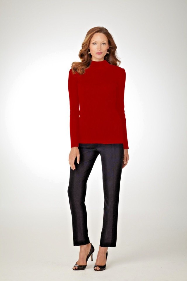 NWT MISOOK RED MOCK NECK RIBBED LONG SLEEVE TOP LARGE (12-14) | eBay