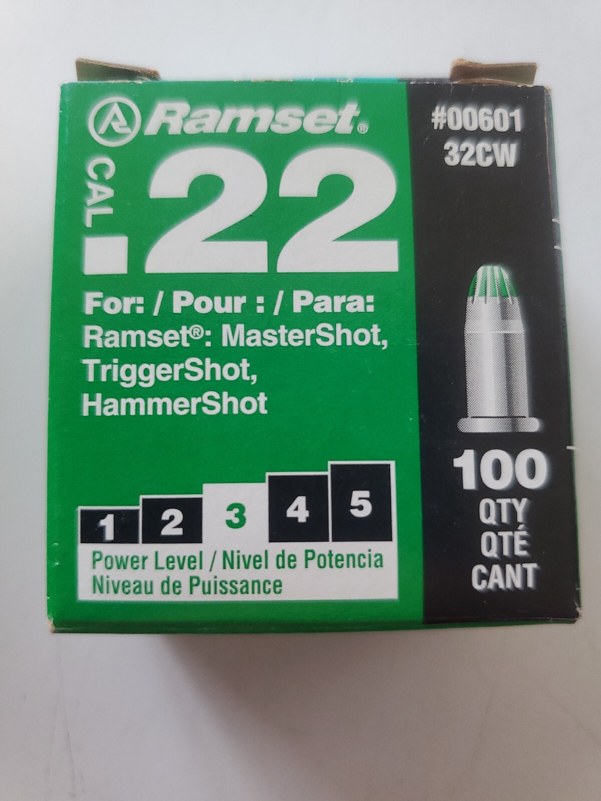 Ramset 12062 Green 32CW .22 Cal Low Velocity Single Shot Powder Loads ...