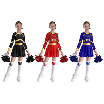 Kids Girls Cheerleading Built-in Briefs Dance Outfit Theme Party ...