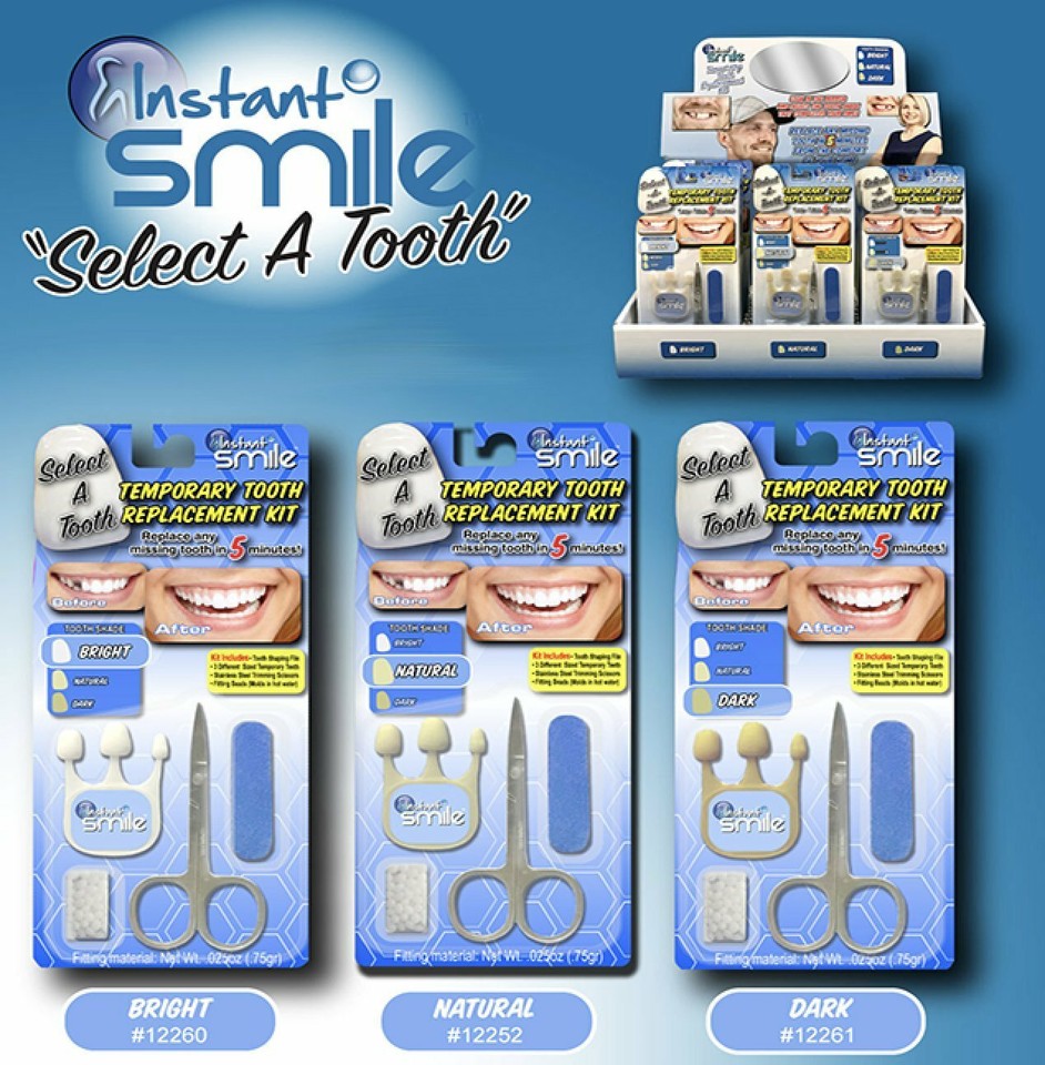 3 Pack Set Instant Smile All Shades Temporary Teeth Replacement Kit | eBay
