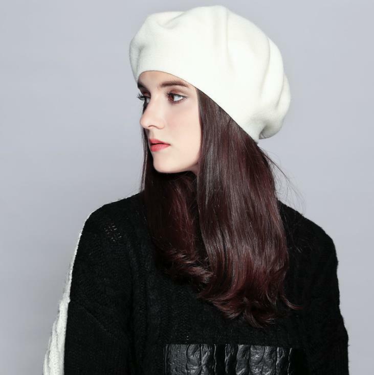 Women Vintage French Style Beret Hat Soft Wool Warm Cap Beanie Winter ...