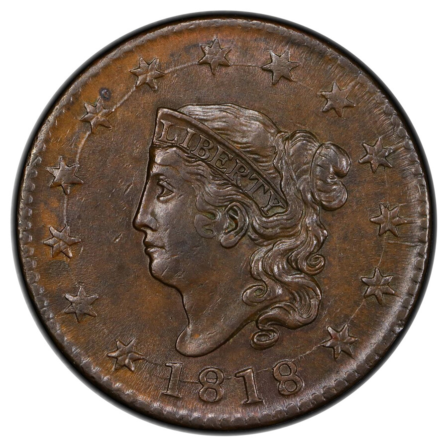 1818 1C Coronet Head Cent PCGS AU58BN | eBay