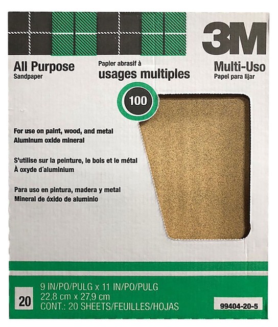 20 Sheets 3M All Purpose Sandpaper 200 Git or 100 Grit | eBay