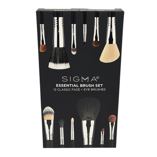 SIGMA Essential Brush Set 12 Piece Makeup Classic Face & Eye Brushes ...