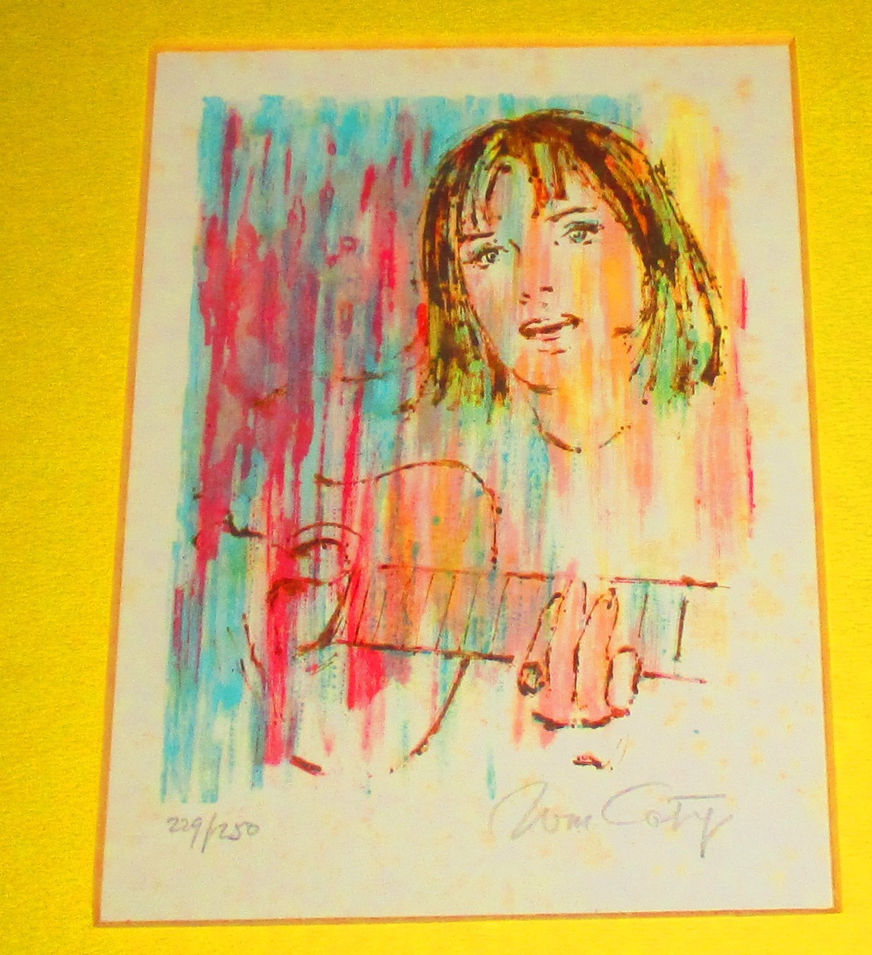 ORIGINAL WILLIAM COTY LITHOGRAPH "GIRL WITH GUITAR". SIGNED & NUMBERED ...