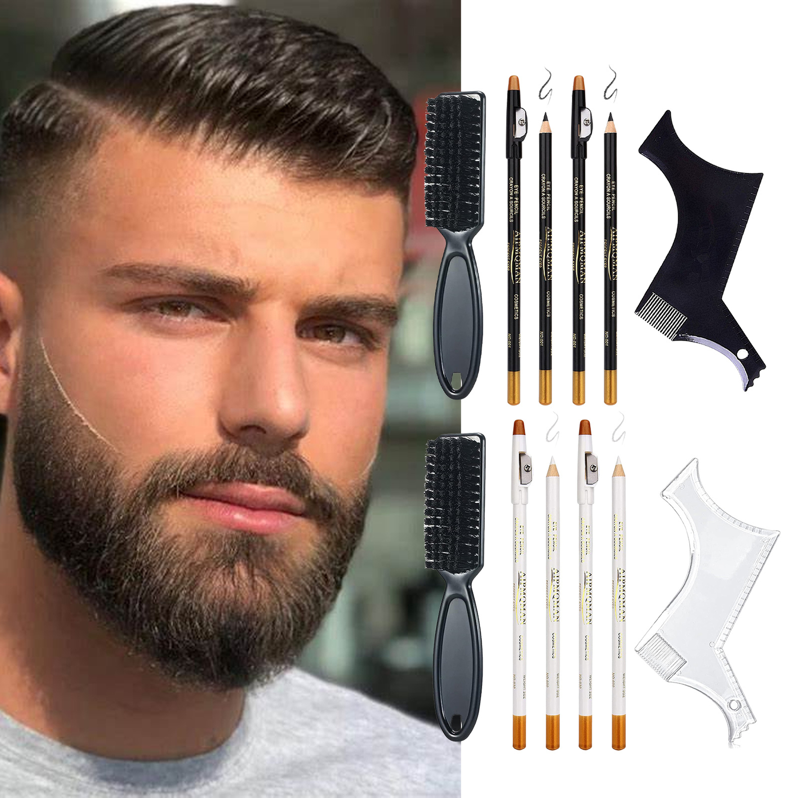 4 PCS Barber Pencil Set Edge Hairline Razor Trace Pencil Beard Styling ...