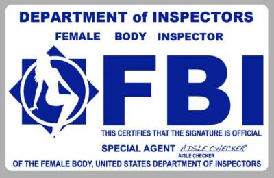 FBI Femail Body Inspector Special Agent Novelty License ID Card Bureau ...