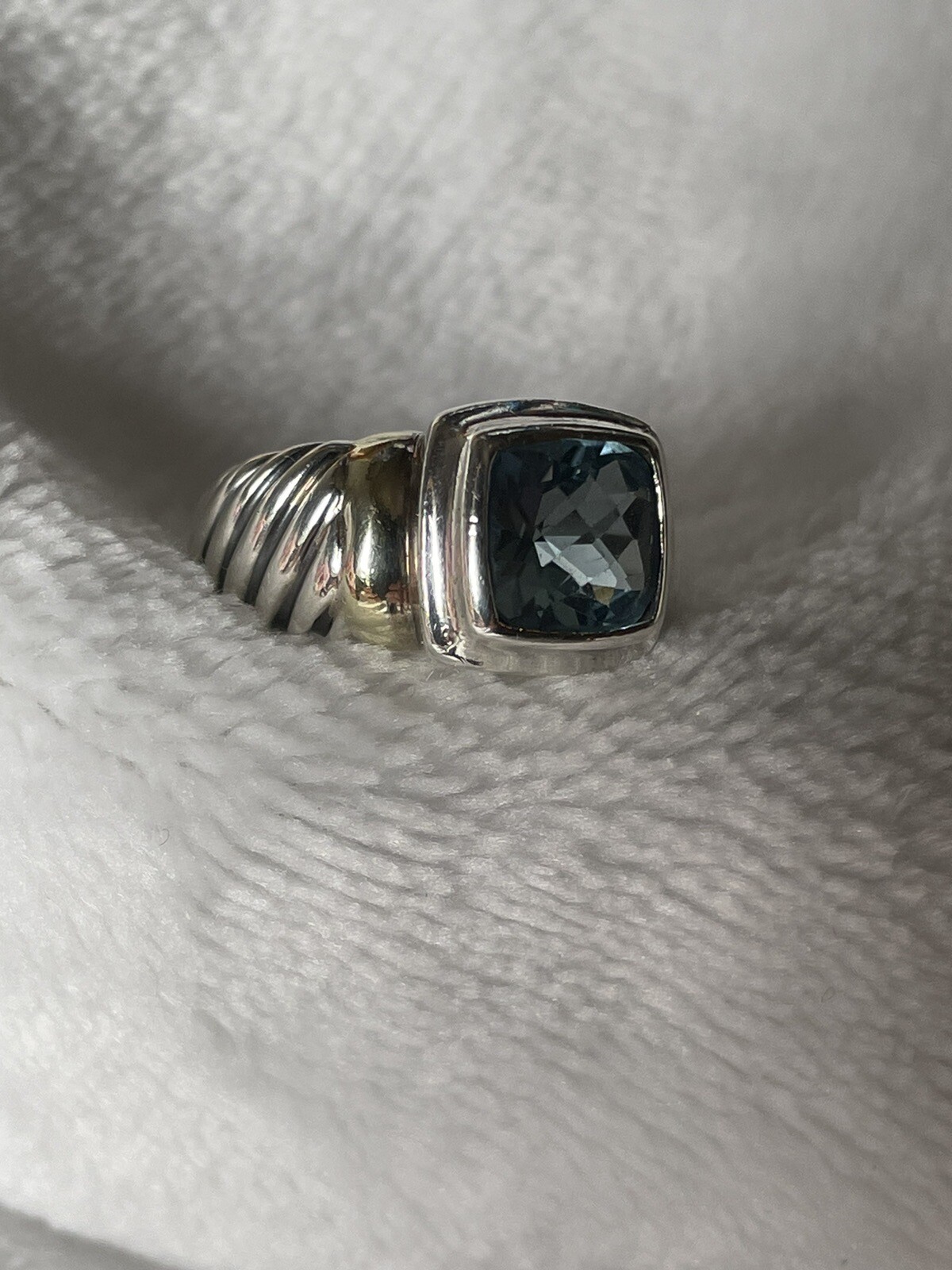 David Yurman Blue Topaz Noblesse Ring Size 6 With 14k… - Gem