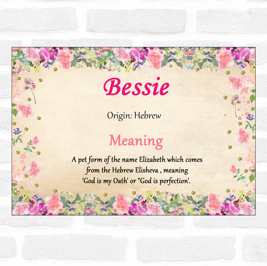 Bessie Name Meaning Floral Certificate | eBay UK