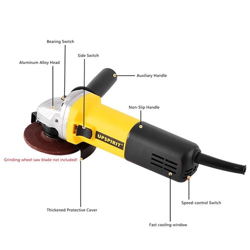 125MM Electric Angle Grinder 6-Variable Speed Tool Cutting Metal Power ...