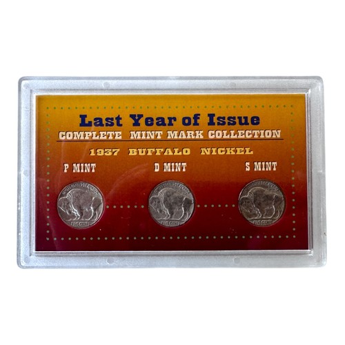 Last Year of Issue 1937 Buffalo Nickel Complete Mint Mark Collection ...