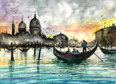 Venice Harbor, Venetian Scene, Venice Gondola, Italian Art, Venice Wall ...