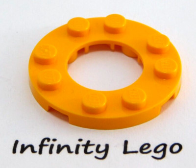 6 LEGO Bright Orange Plate 4 x 4 Round with Cut-out (11833 28620 29337 ...