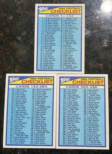 1984 Topps Football Checklist Lot | eBay