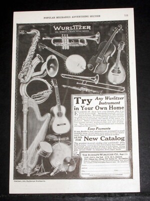 1926 OLD MAGAZINE PRINT AD, WURLITZER MUSICAL INSTRUMENTS, TRY IN YOUR ...