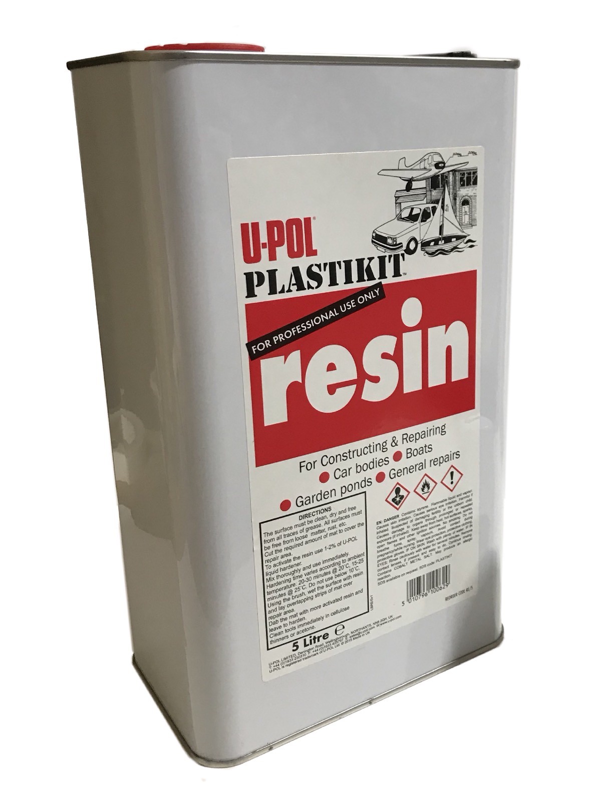 U-POL RE/5 PLASTKIT Fibreglass Resin & Activator 5.05L KIT UPOL Fibre ...